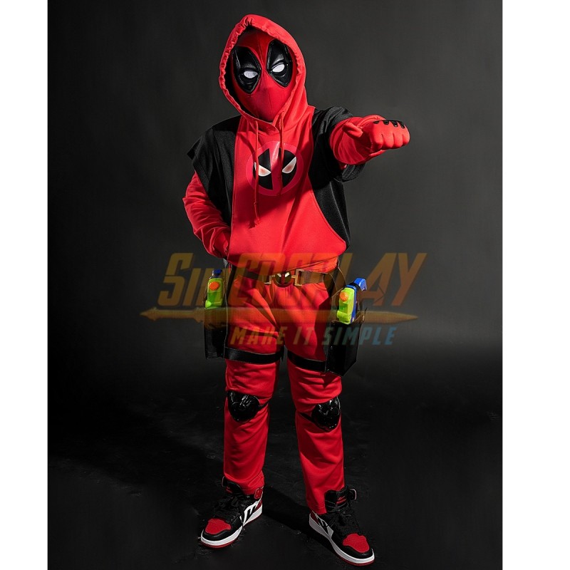 Kidpool Cosplay Costume Kids Halloween Deadpool Hoodie Suit