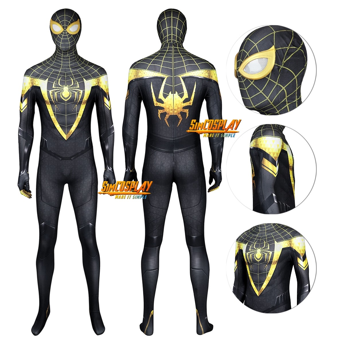 Spider-man Miles Morales Uptown Pride Suit Gold Printed Costume