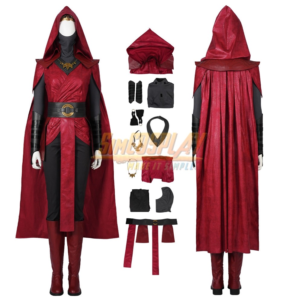 Star Wars Nightsister Merrin Cosplay Costume Red Hooded Robe Set